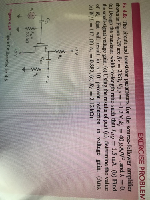 Solved EXERCISE PROBLEM Ex 4.8: The circuit and transistor | Chegg.com