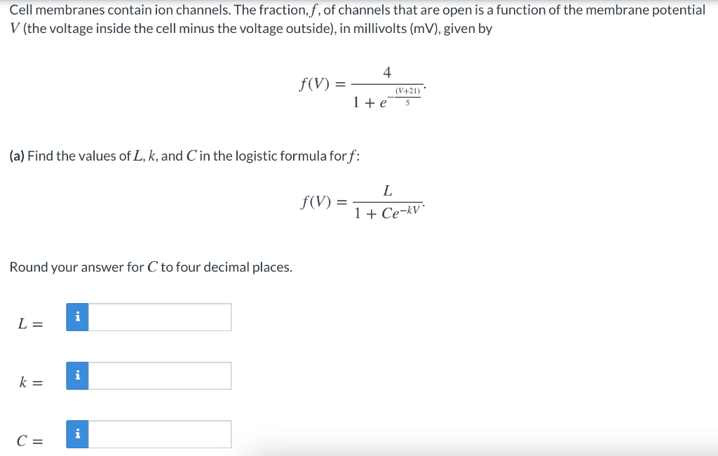 Solved Cell membranes contain ion channels. The fraction, f, | Chegg.com