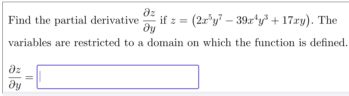 Solved Find the partial derivative delzdely ﻿if | Chegg.com