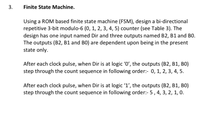 3. Finite State Machine. Using a ROM based finite | Chegg.com
