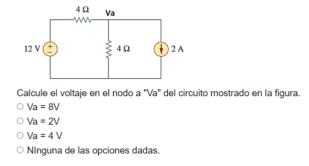 Solved Calcule el voltaje en el nodo a "Va" del circuito | Chegg.com