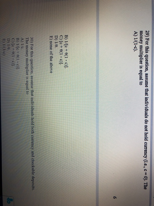 Solved 29) For this question, assume that individuals do not | Chegg.com