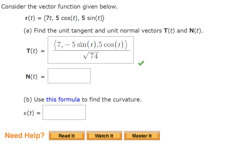 Solved Consider the vector function given below. | Chegg.com
