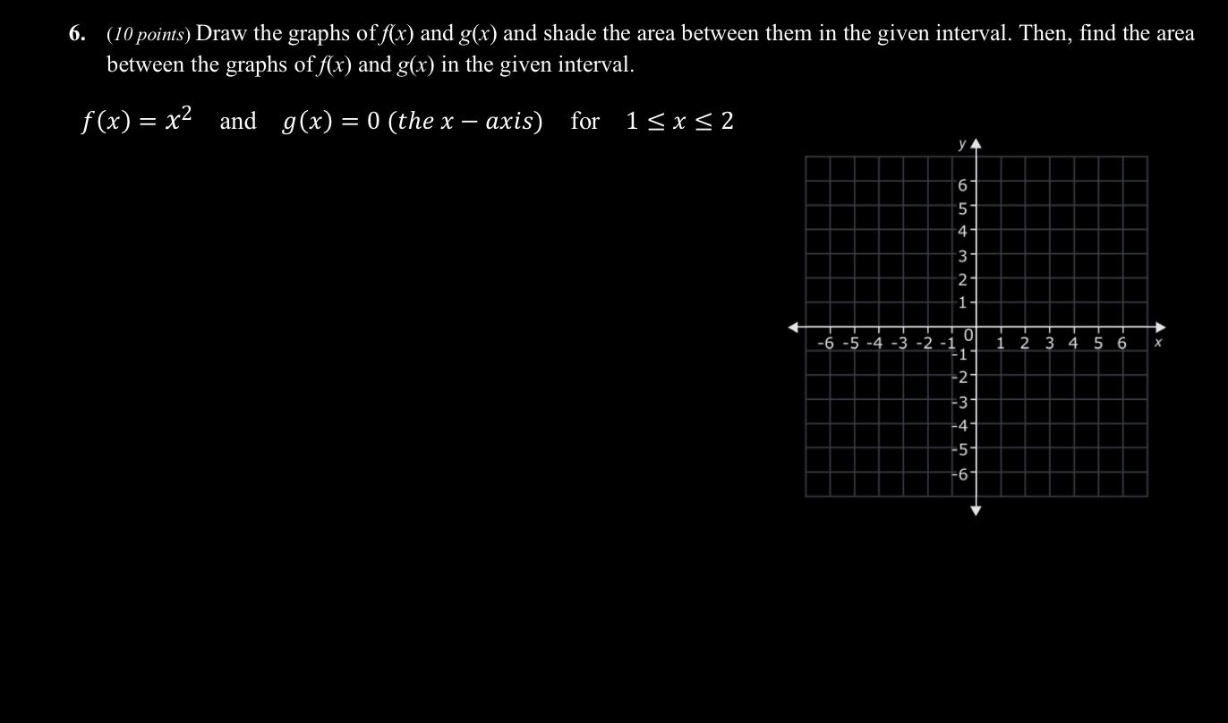 Solved 6. (10 points) Draw the graphs of f(x) and g(x) and | Chegg.com