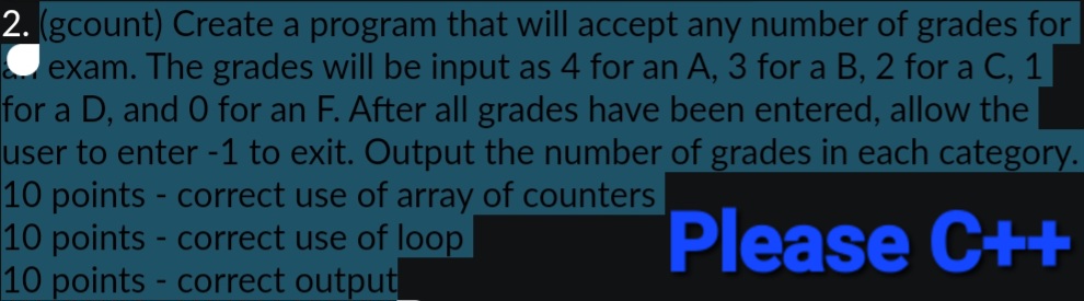 Solved 2 Gcount Create A Program That Will Accept Any 2680