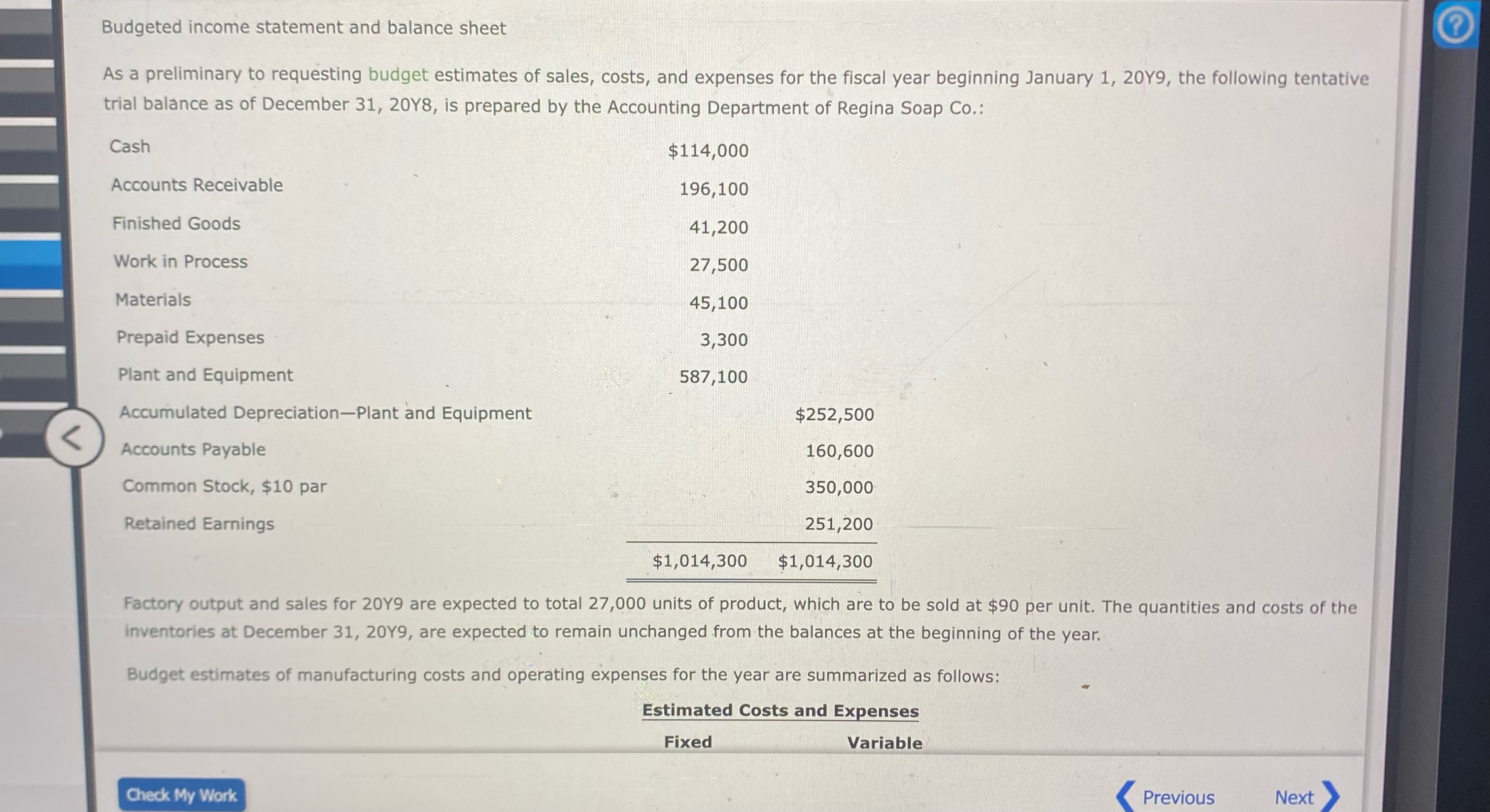 Solved 1. Prepare a budgeted income statement for | Chegg.com