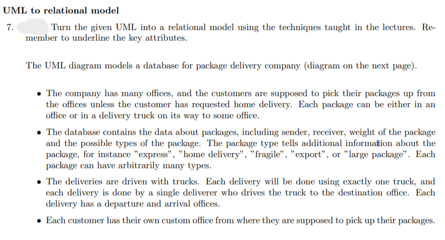 Solved ML to relational model Turn the given UML into a | Chegg.com