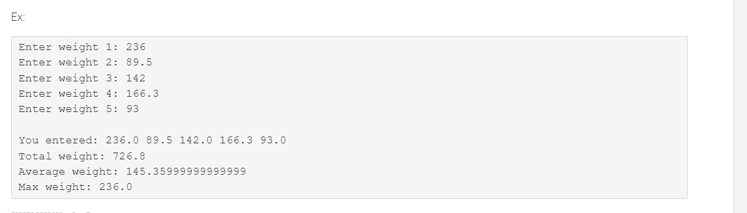 Solved 4.5 People's weights (Java) (1) Prompt the user to | Chegg.com