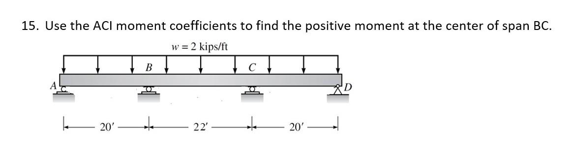 Solved 15. Use the ACI moment coefficients to find the | Chegg.com