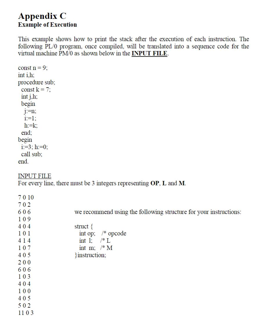 Appendix C Example of Execution This example shows | Chegg.com