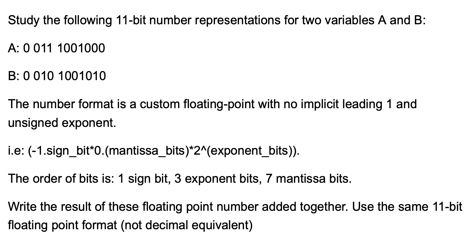 Solved Study the following 11-bit number representations for | Chegg.com