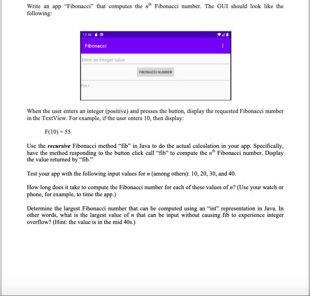 Solved Write An App Fibonacci That Computes The Nth