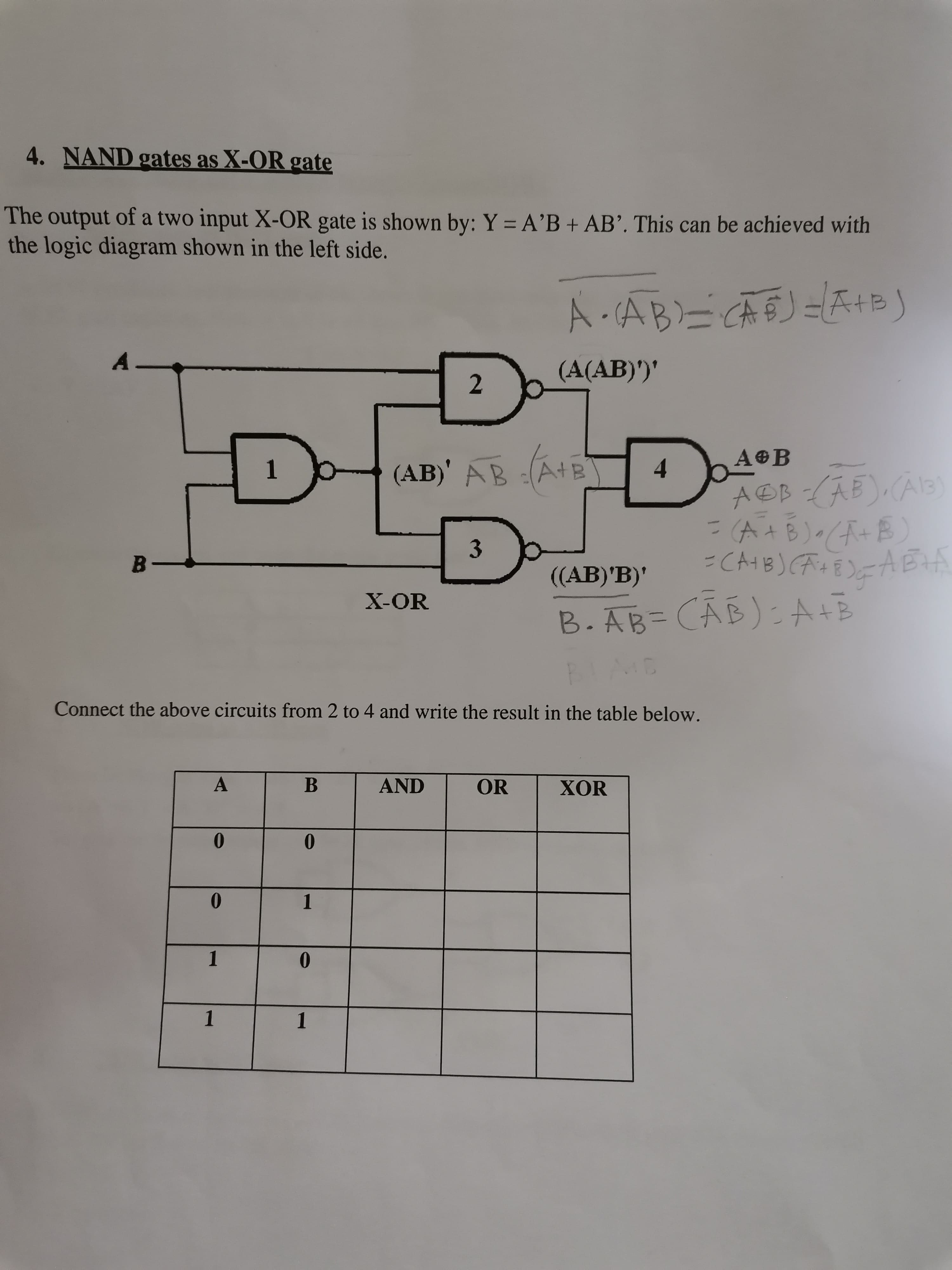 4. NOR gates as X-OR gate X-OR gate is actually X-NOR | Chegg.com