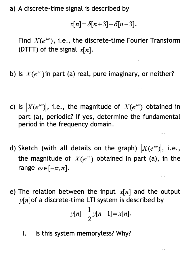 Solved a) A discrete-time signal is described by | Chegg.com