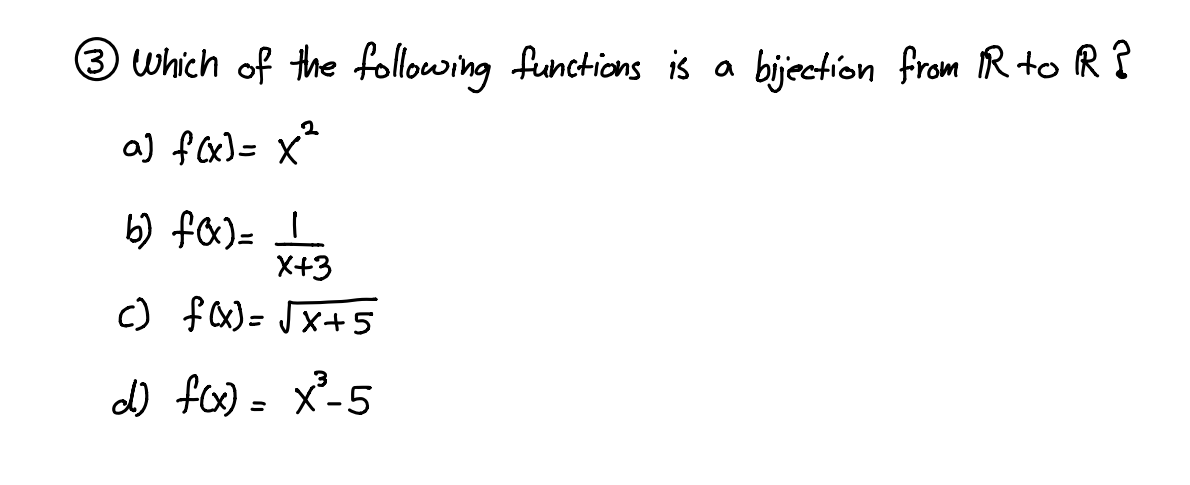 Solved 3 which of the following functions is a bijection | Chegg.com
