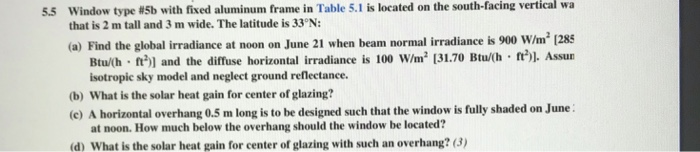 window type #5b with fixed aluminum frame in Table | Chegg.com