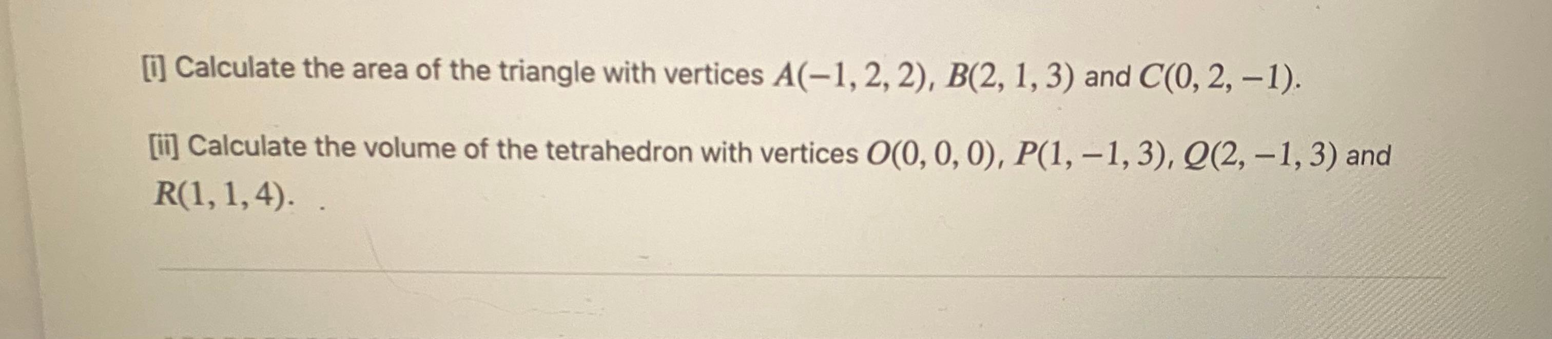 Solved [1] Calculate the area of the triangle with vertices | Chegg.com