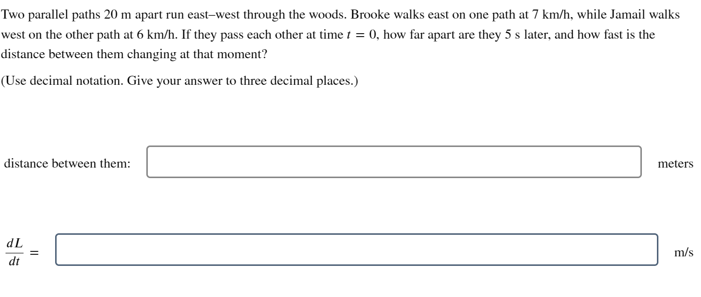 Solved Two parallel paths 20 m apart run east-west through | Chegg.com