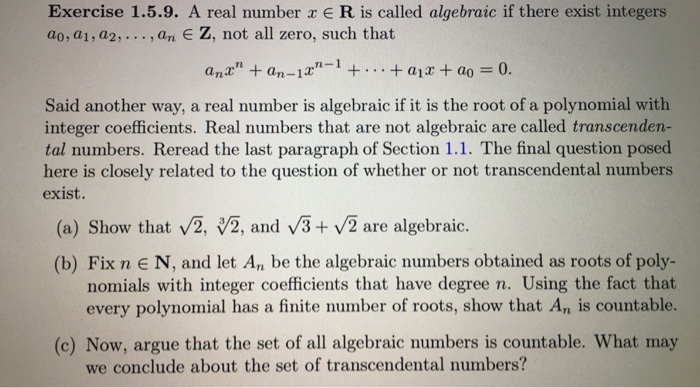 Solved Exercise 1.5.9. A real number a E R is called | Chegg.com
