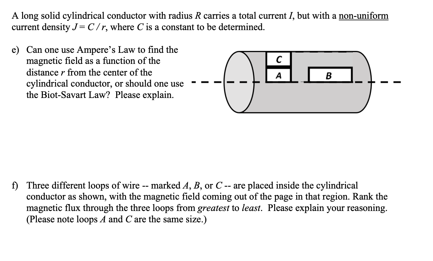 Solved A long solid cylindrical conductor with radius R | Chegg.com