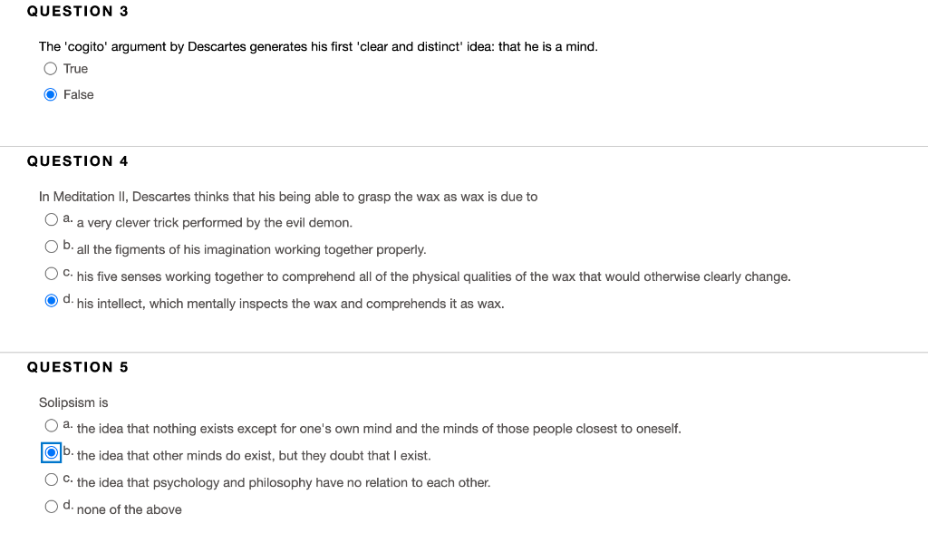Solved QUESTION 3 The 'cogito' argument by Descartes | Chegg.com