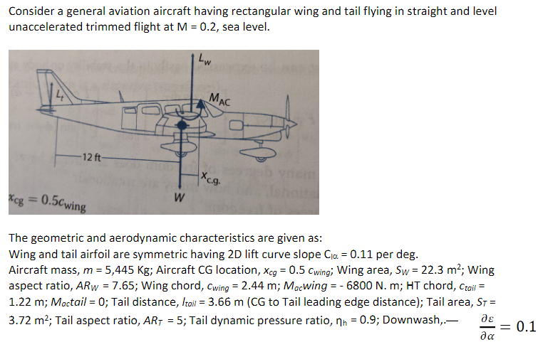Solved a) Calculate LW and LT (wing and tail lift) values. | Chegg.com