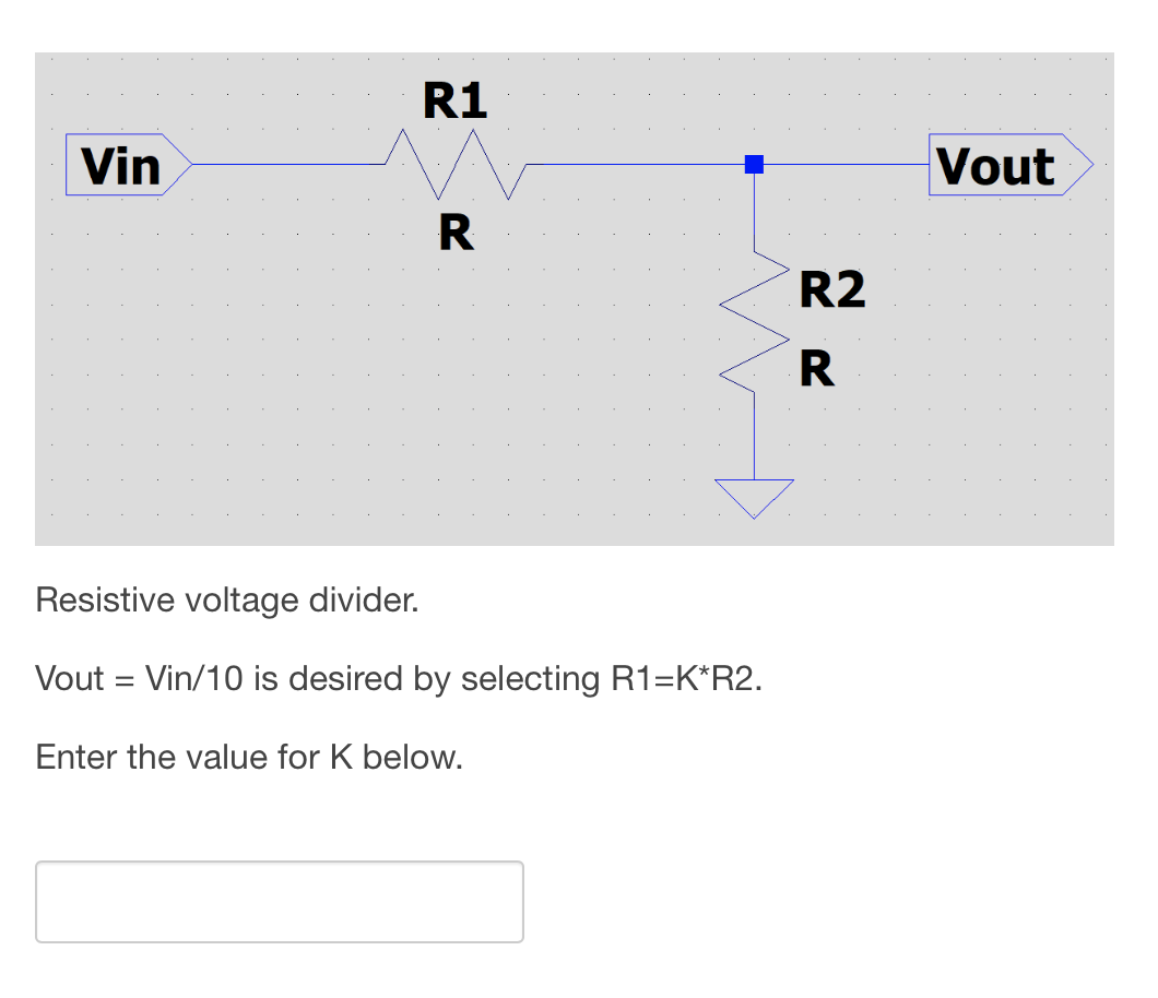 Solved R1 Vin Vout R R2 R Resistive voltage divider. Vout = | Chegg.com