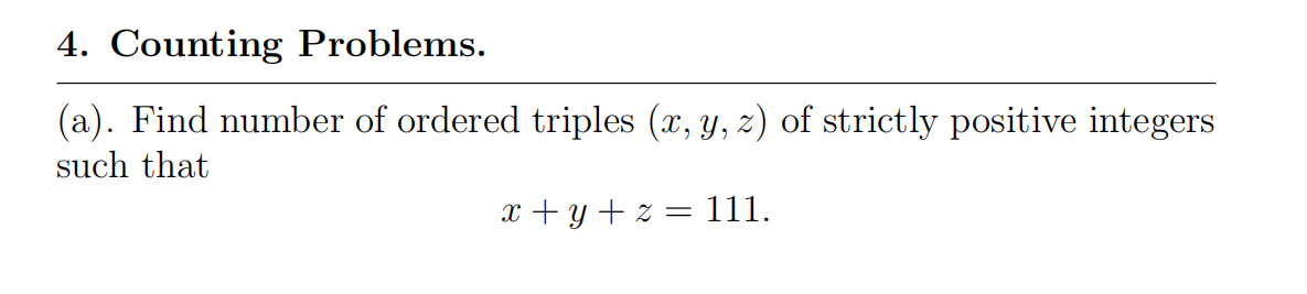 Solved 4. Counting Problems. (a). Find number of ordered | Chegg.com