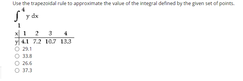 Solved y dx Use the trapezoidal rule to approximate the | Chegg.com