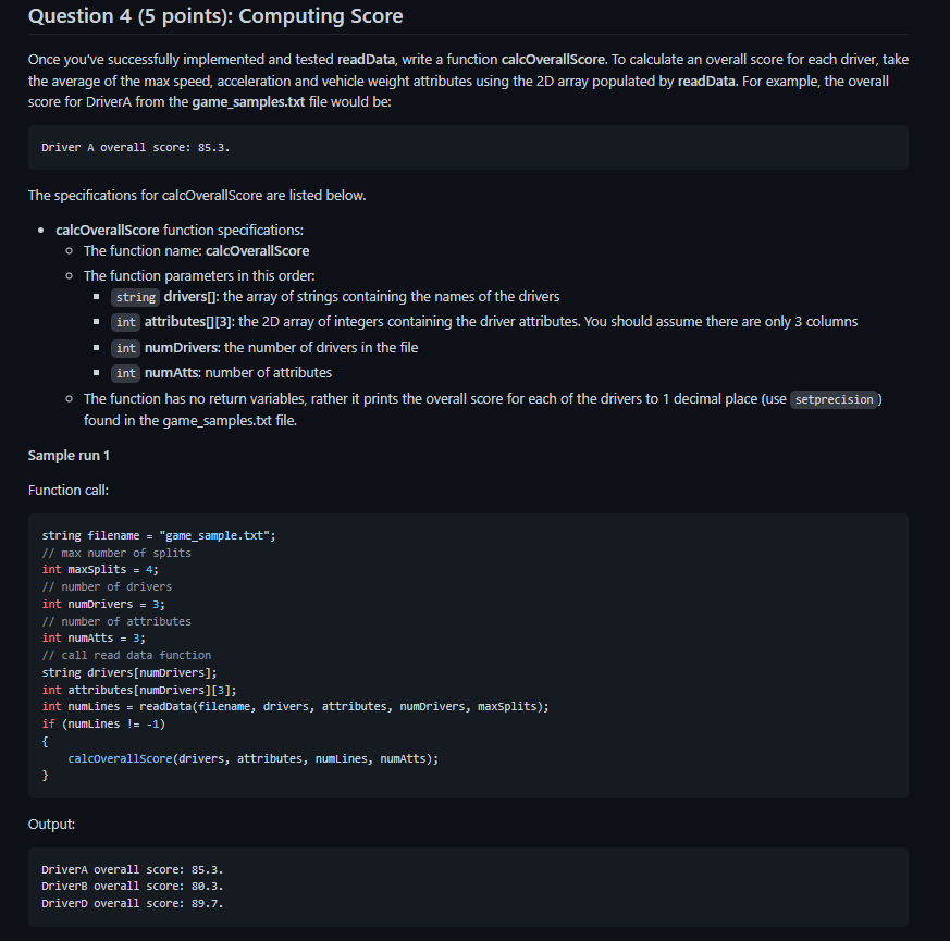 Solved Question 4 (5 points): Computing Score Once you've | Chegg.com