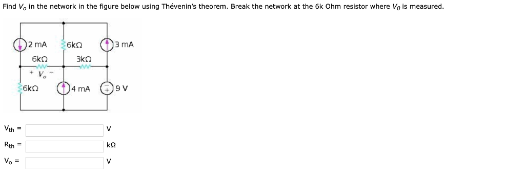 Solved Find Vo in the network in the figure below using | Chegg.com