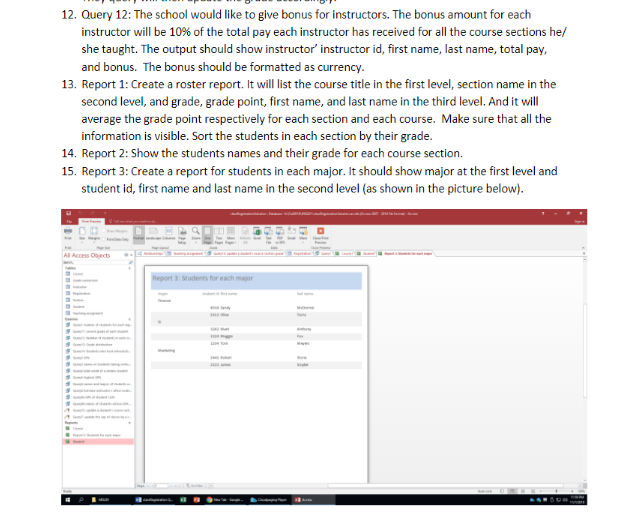 Query and report exercises (Class registration | Chegg.com