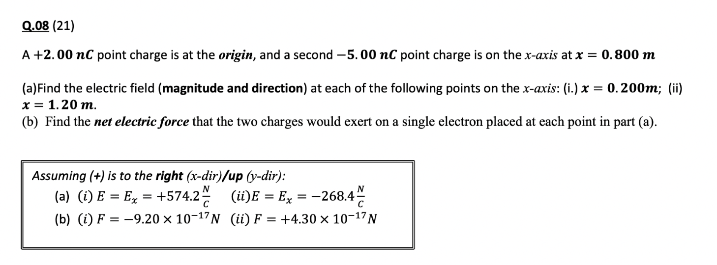 Solved Q.08 (21) A +2.00 nC point charge is at the origin, | Chegg.com