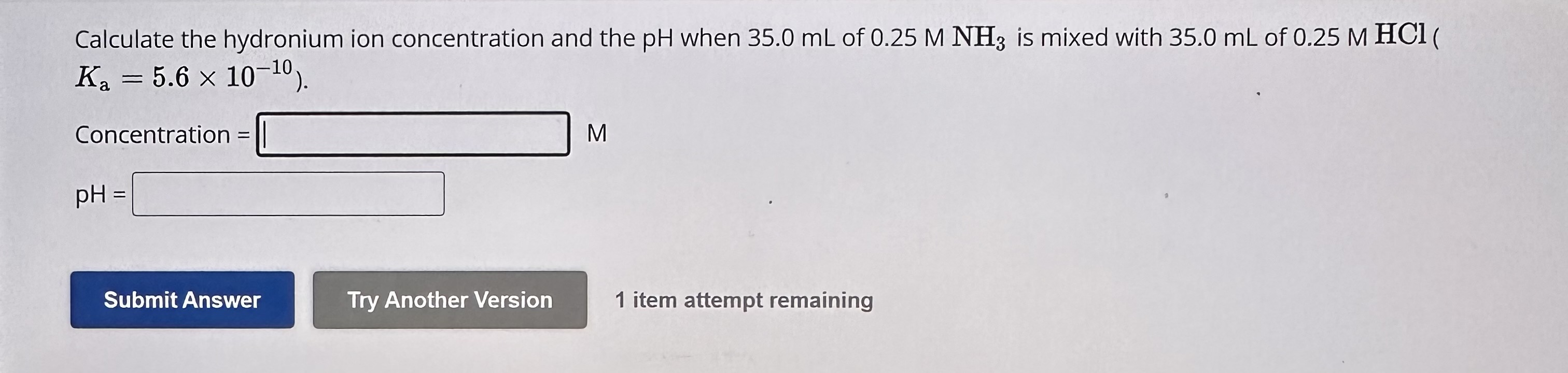 Solved Calculate the hydronium ion concentration and the pH | Chegg.com