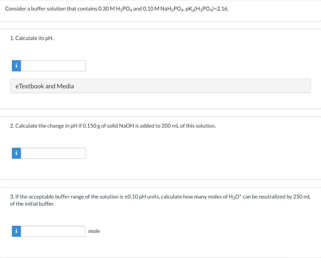 Solved Consider a buffer solution that contains 0.30 M H3PO4 | Chegg.com