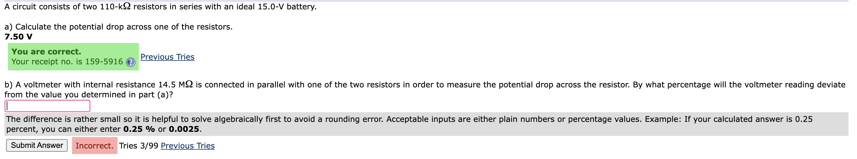 Solved A circuit consists of two 110−kΩ resistors in series | Chegg.com