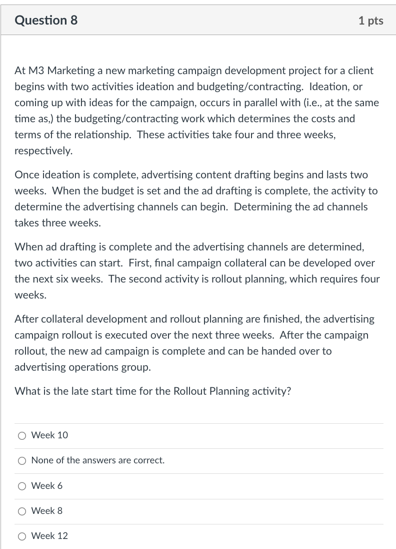 Solved At M3 Marketing a new marketing campaign development | Chegg.com