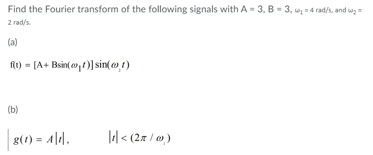 Solved Find the Fourier transform of the following signals | Chegg.com