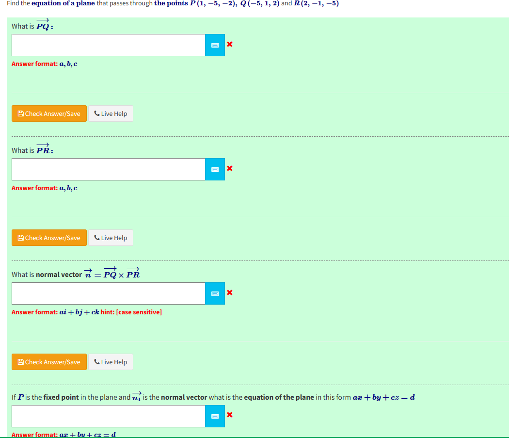 Solved What is the direction vector PQ : Answer format: | Chegg.com