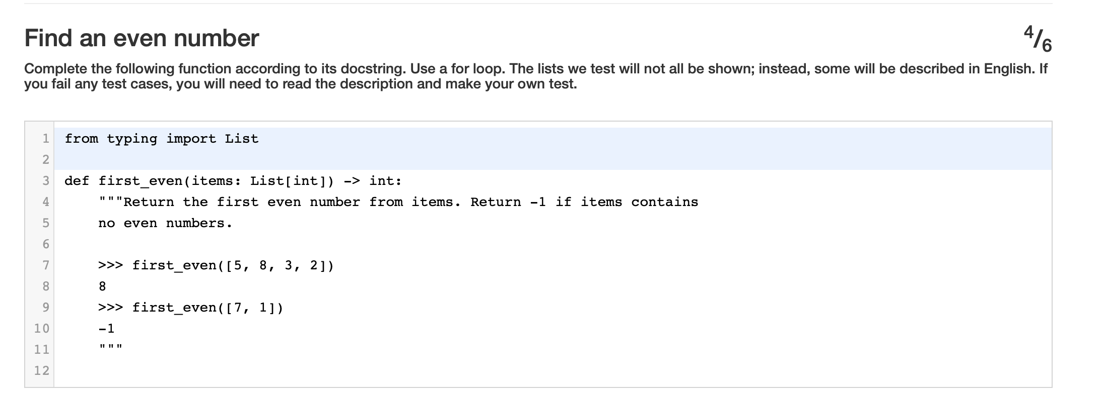 Solved Find an even number Complete the following function | Chegg.com