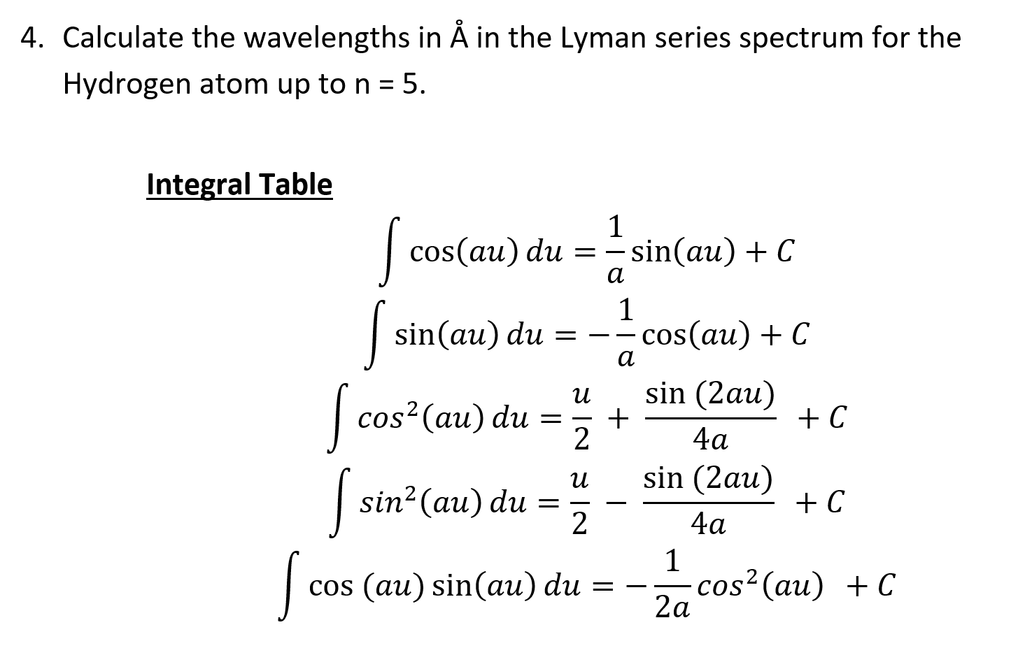 Solved Calculate the wavelengths in Å ﻿in the Lyman series | Chegg.com