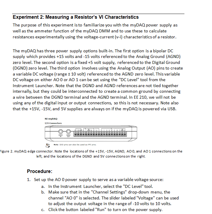 Experiment 1: Using the DMM as an Ohmmeter The | Chegg.com