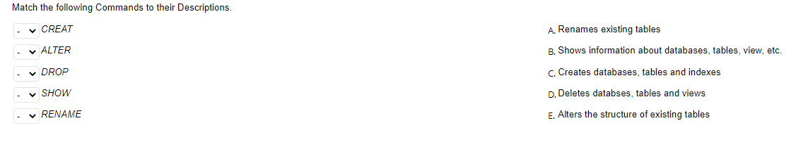 Solved Match the following terms with their descriptions. – | Chegg.com