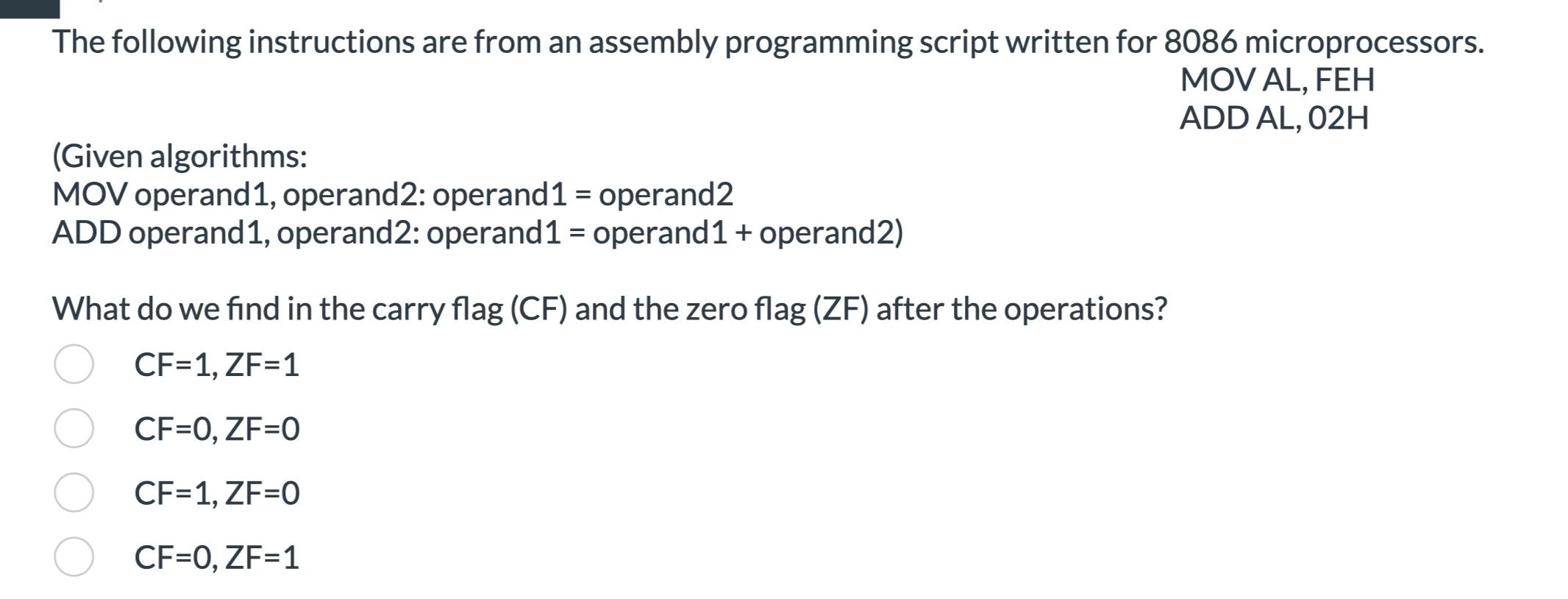 Solved The following instructions are from an assembly | Chegg.com
