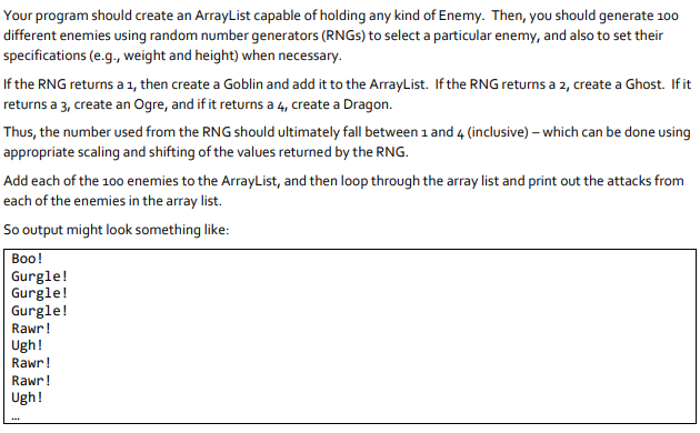 Solved You Must Create A General Abstract Enemy Class With
