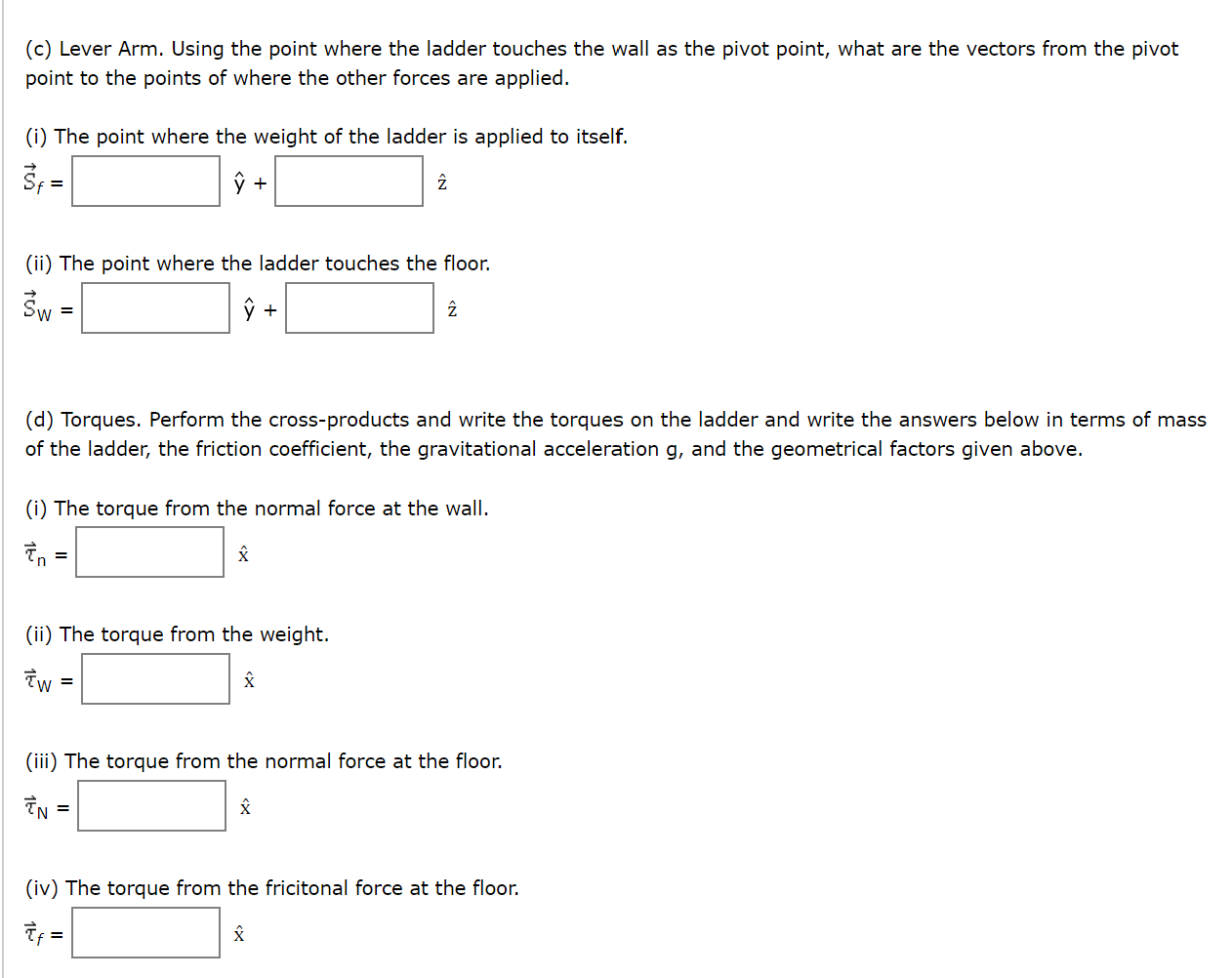 Solved O Torque O Force - - - →y - A ladder of length L and | Chegg.com