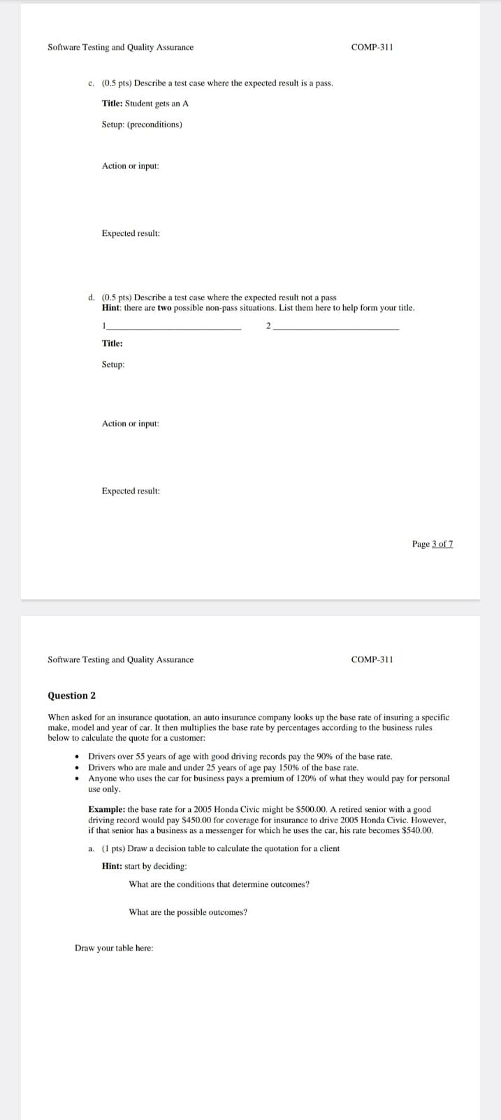 Solved Software Testing and Quality Assurance | Chegg.com