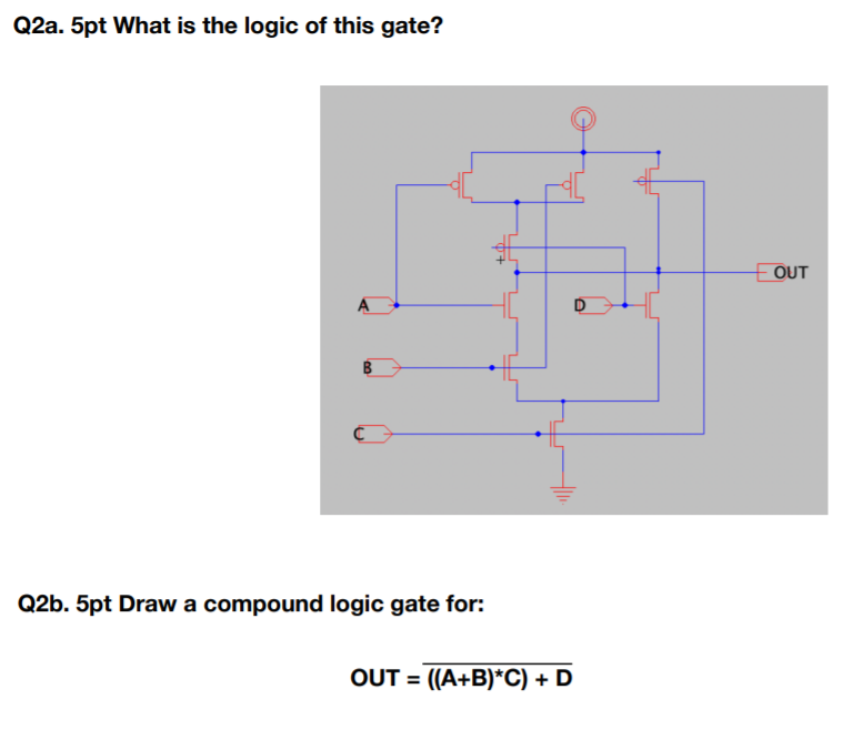 Solved Q2a. 5pt What is the logic of this gate? OUT D B Q2b. | Chegg.com