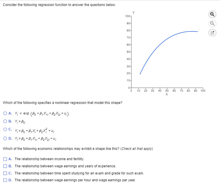 Consider the following regression function to answer | Chegg.com