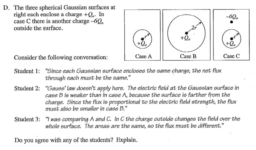 Solved D. The three spherical Gaussian surfaces at right | Chegg.com